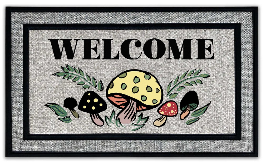 Welcome retro mushroom doormat | Damn Good Doormats | Damn Good ...